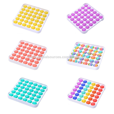 China Pop it Fidget Toy,Rainbow Square Hard Shell Pop It Bubble Fidget ...