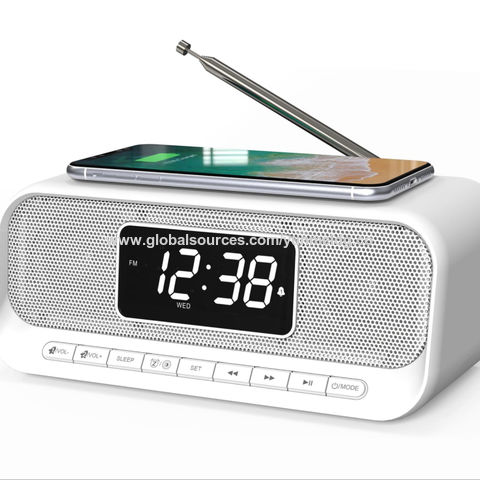 Radio Alarm Clock with wireless charging, bluetooth speaker, Dual Alarm ...