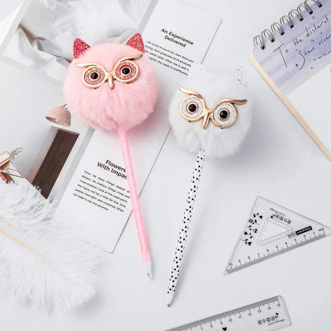 Buy Wholesale China Owl Gift Pen Colorful Fluffy Ball Pen For Easter ...