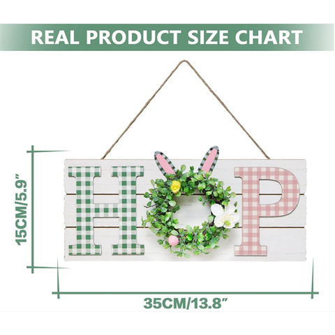 Hop Sign, Rustic Wooden Hanging Easter Front Door Wreaths Decorations ...