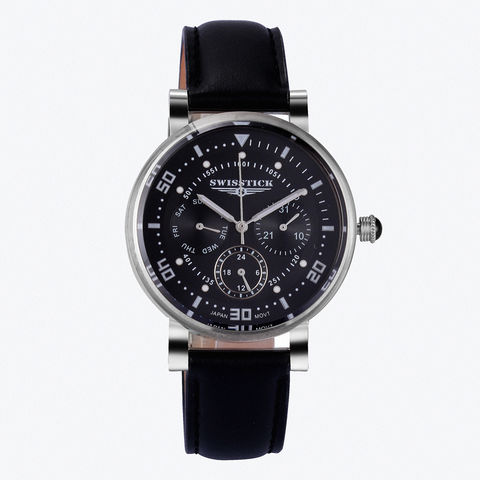 SWITICK 38mm Unisex Stainless Steel Quartz Analog Watch with Leather ...