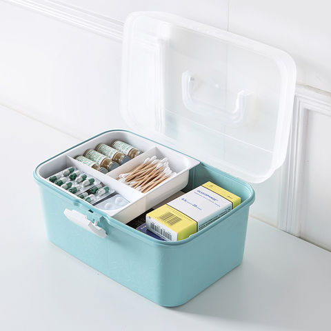 Household Medical Container First Aid Kit Storage Box Plastic Medicine ...