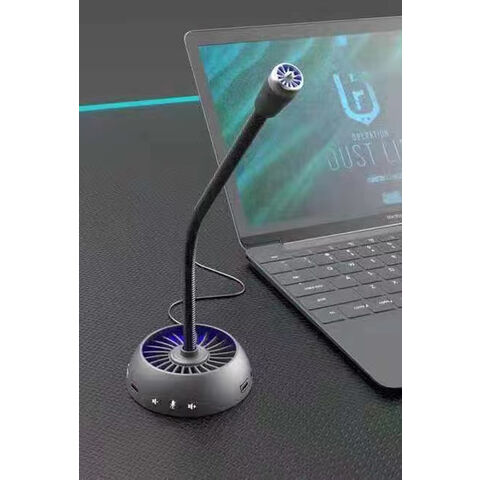 USB Microphone, LED PC Gaming Mic with 3 hubs functions, Adjustable ...