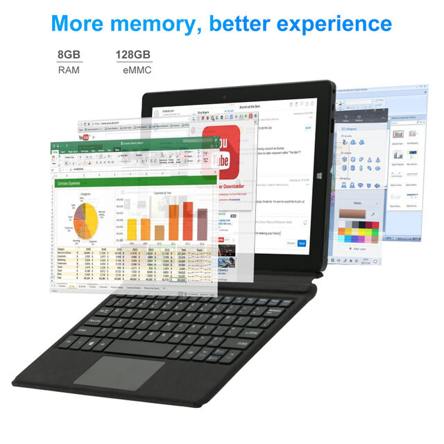 Detachable laptops 2 in 1 touch screen with U-shaped kickstand, docking ...
