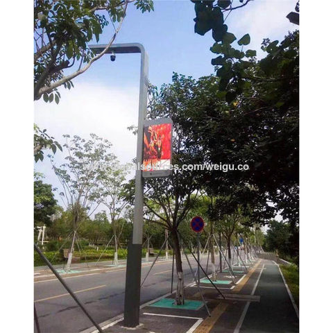 Light pole-mounted LED display smart traffic system for main street ...