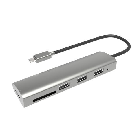 USB C 4 Port Aluminum Hub with Card Reader Gigabit Ethernet for laptop ...