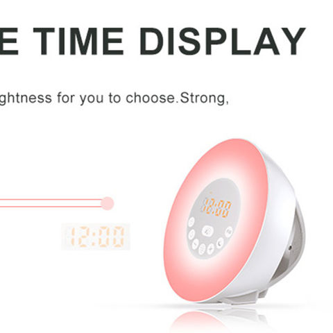 LED mood lights with wake up light and clock, snooze, FM radio function ...