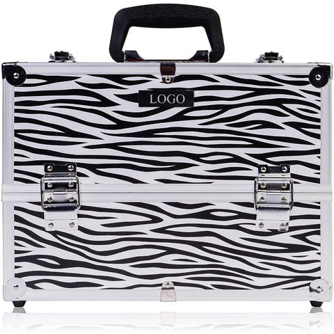 Aluminum Makeup Train Case with Locks Zebra Print, Make Box Vanity Case ...