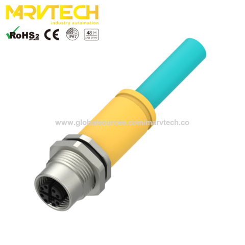 M12 8 pin X code receptacle Ethernet cat6 female cable connector with ...