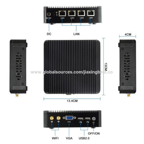 Fanless Quad Core Mini PC Dual NICS WIFI Linux Pfsense Router Firewall ...