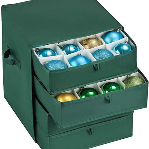 Green Drawer Christmas 64 Ornament Storage Christmas ball storage ...