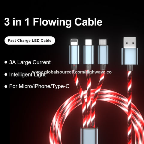 Essager LED USB Cable Type-C Fast Charging 3A USBC Type-C Cable mobile ...
