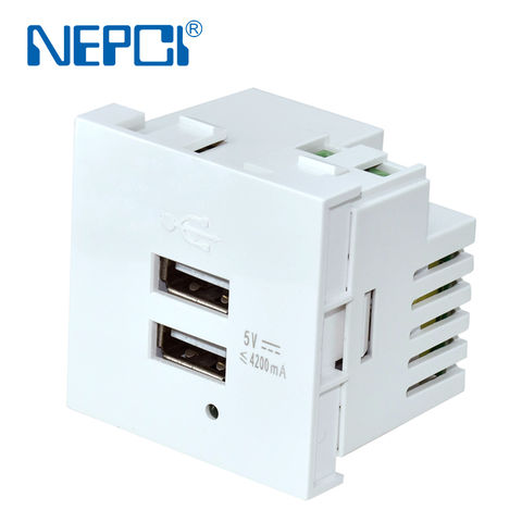 45x45 Mm Usb Power Socket Outlet, Xjy-usb-17e-a/a Dual Ports Type A ...