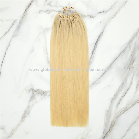 100% Micro Loop Human Hair Extensions Triple Drawn Straight Full ...
