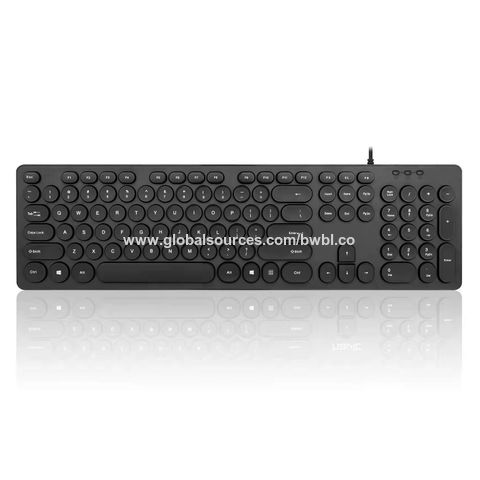 Round Key Keyboard,104 Keys Black White Standard Wired Keyboard ...