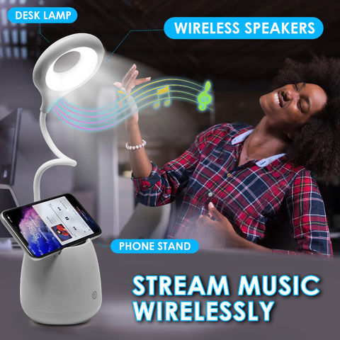 Desk Lamp Light With Wireless Speaker & Phone Stand Desk Organizer ...