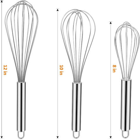 Whisks for cooking 8"+10"+12" 3 pack Stainless Steel Whisk, Stainless ...