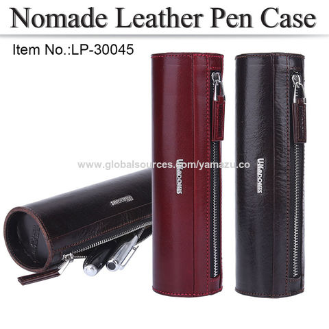 Buy Wholesale China Customized Genuine Leather Zipper Brush Pot Pen ...