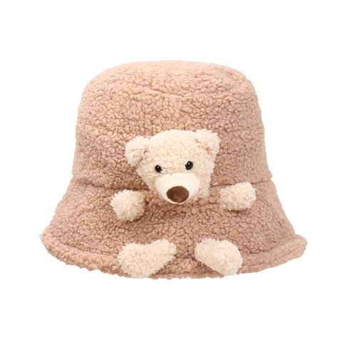Sweet bear bucket hat plush animal hat plush toy wholesale, gift toys ...