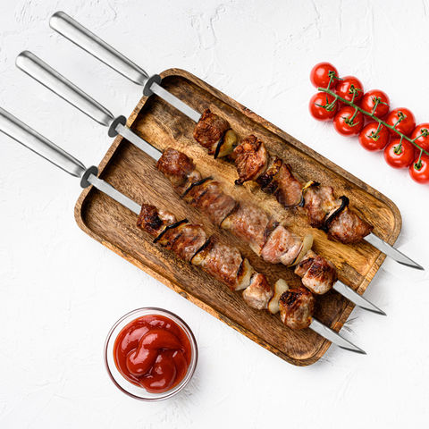 BBQ Skewers Shish Kabob Skewers Stainless Steel Long & Reusable Kabob ...