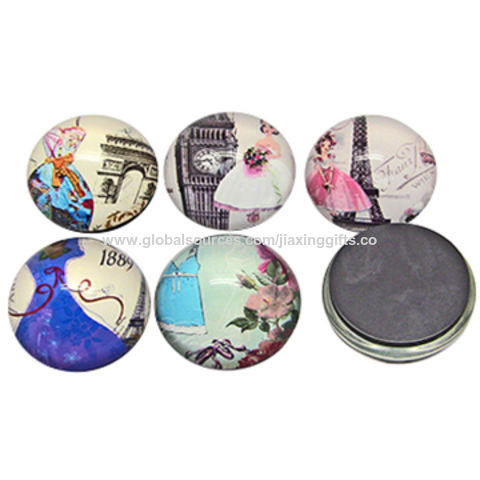 Round glass personalized wholesale metal refrigerator magnets, Metal ...