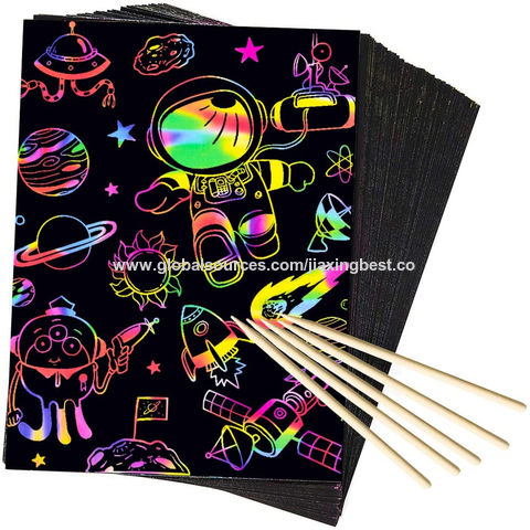 Custom Rainbow Magic Scratch Art Paper for Kids with Wooden Stylus ...