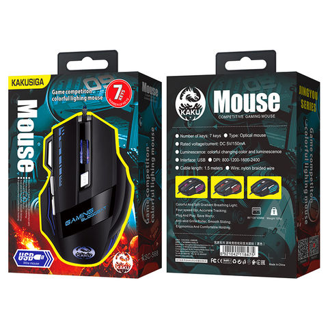KAKU 7 keys wired program gaming mouse game 2400 dpi rgb mice Pc Led ...