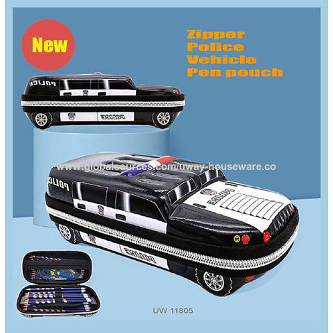 Fancy Pen Case Double Zipper Police Car Pattern Big Capacity Good Gift ...