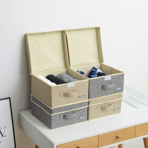 Buy Wholesale China Foldable Linen Storage Box With Lids 4 Pieces Gray ...