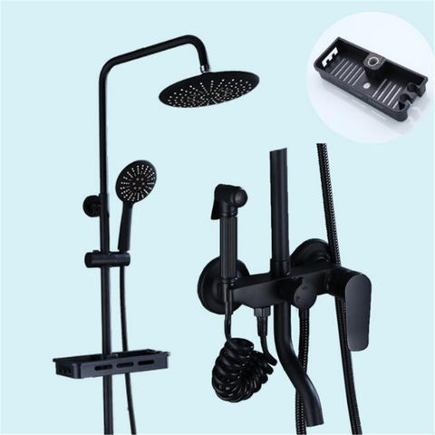 All-copper black shower set, four-speed faucet, multi-function ...