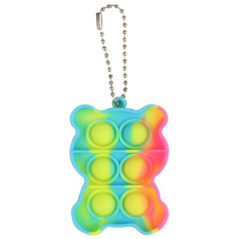 Silicone push mini pop its key chain autism sensory dimple fidget toy ...