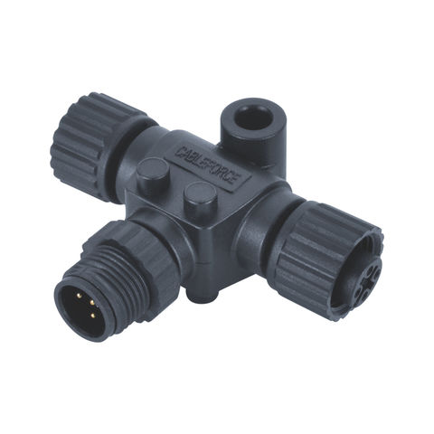 M12 T Adapter connector, frmale split to male and female, waterproof ...