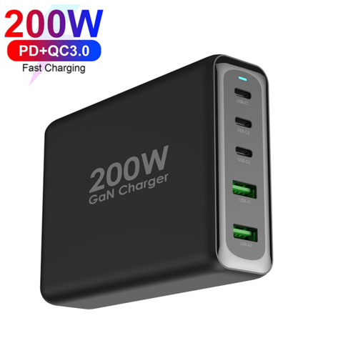200W GaN 3C2A desktop Charger for Mac book, Notebook, Laptop, Tablet ...