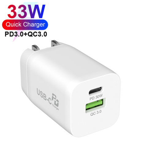 33w Dual Ports Pd Qc Fast Charging Mini Wall Charger For Mobile Phone ...