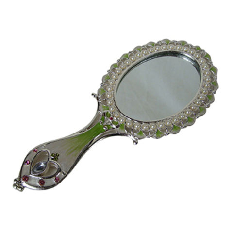 Antique Silver Green Enameled & Pearl Jeweled Hand Mirror - Buy China ...