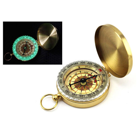 Glow-in-the-dark Compass with 360°C Scale. Brass Housing with Acrylic ...
