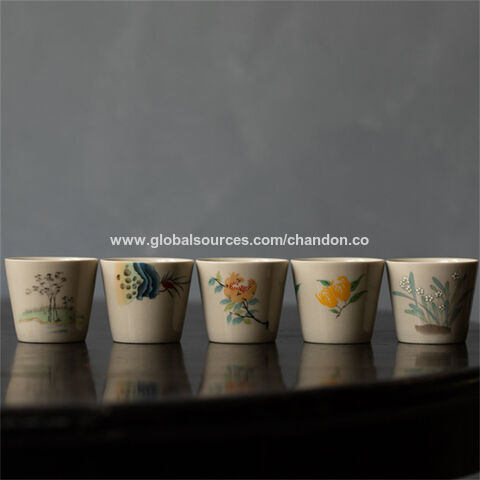 Retro straight mouth teacup ceramic male and female master cup single ...