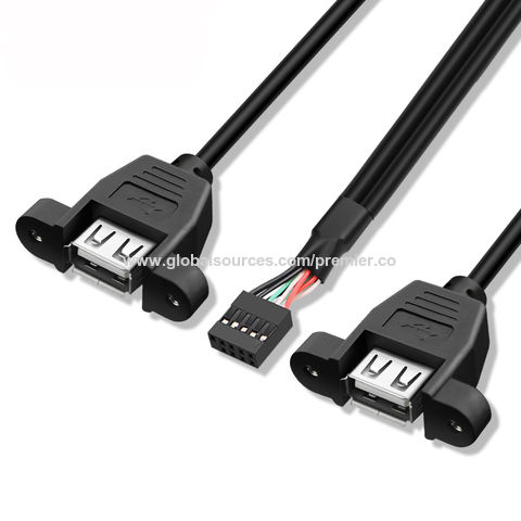 Panel Mount USB Cable Dual Ports, screw panel mount dual usb to 20pin ...