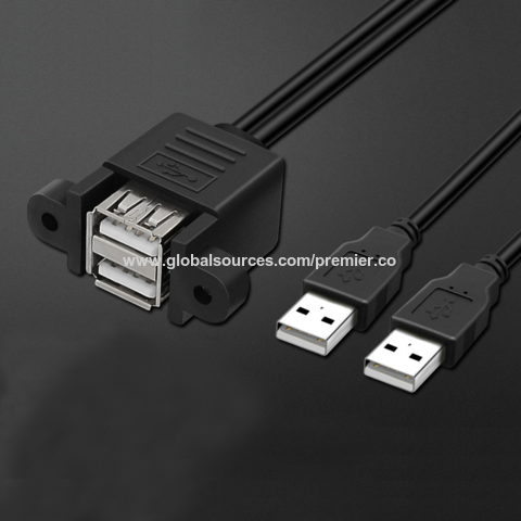 Stacked Type A Panel Mount Cable, screw panel mount Stacked USB Panel ...