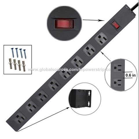 Power strip US 8 outlet metal socket with master switch, us power strip ...