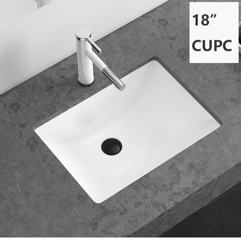 Cupc 18" Undermount Bathroom Porcelain Rectangle Ceramic Wash Basin ...