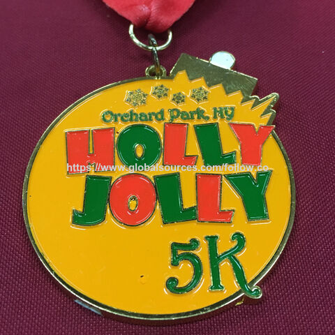 Buy Wholesale China Holly Jolly 5k Sport Medal Enamel Medal For Run ...