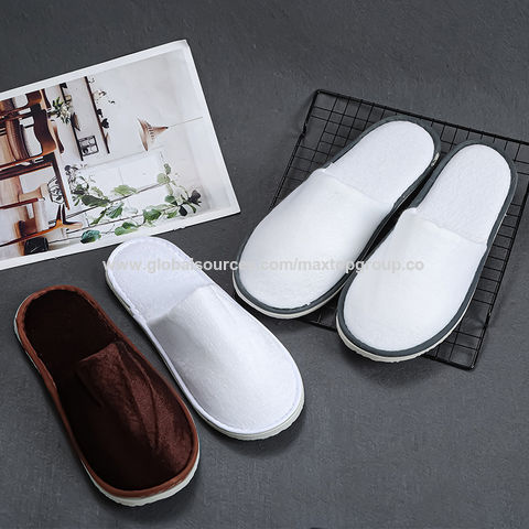 Custom Washable Disposable Hotel Slippers / Luxury Velour Eva Spa Guest ...