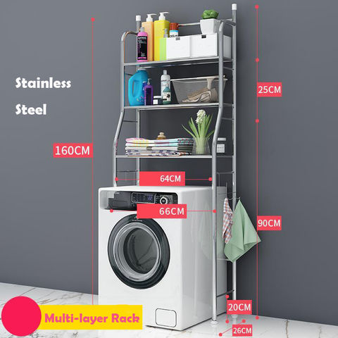Bathroom Shelf Stainless Steel for Washing Machine Easy to Stall Mental ...