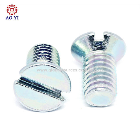 Pan head slotted machine screw Flat end with environmental color zinc ...