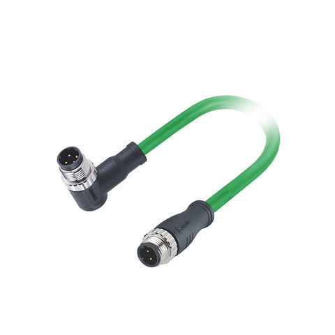 M12 D Code Male to Male Angled Connector 4 Pin Molded Profinet Cable ...
