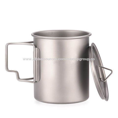Dual Purpose Titanium Cup with Lid & Foldable Handle. Capacity of 750 ...