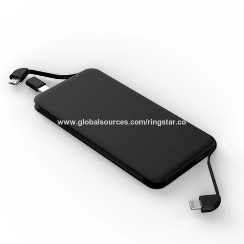 Super slim bank power with Built in 2 Cables 5000mAh Portable External ...
