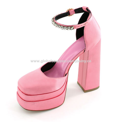 Josiny Women Buckle-fastening Ankle Strap High Block Heel Sandals ...