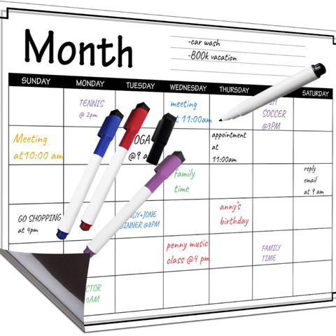 Custom Dry Erase Calendar Monthly Weekly Daily To-do Fridge Magnet ...